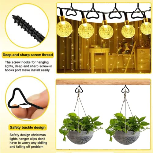 Taeekiy 10 Pcs Love-Hooks,Screw Hooks for Hanging with Safety Buckle, Screw in Hooks for Outdoor String Lights .Simple Design and Convenient Use,You'll Need It (Black10)