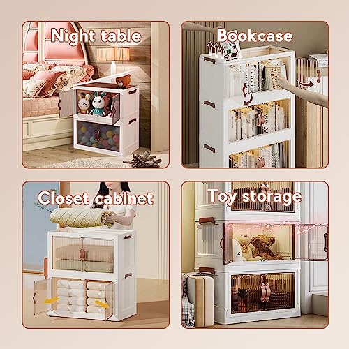 Storage Bins with Lids,Collapsible Closet Organizers with Double Door,Foldable Toy Storage with front opening.Dorm Room Essentials,12Gal Folding Car Organizer.