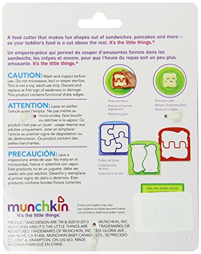 Munchkin Silly Sandwich Cutter Set, 3 count