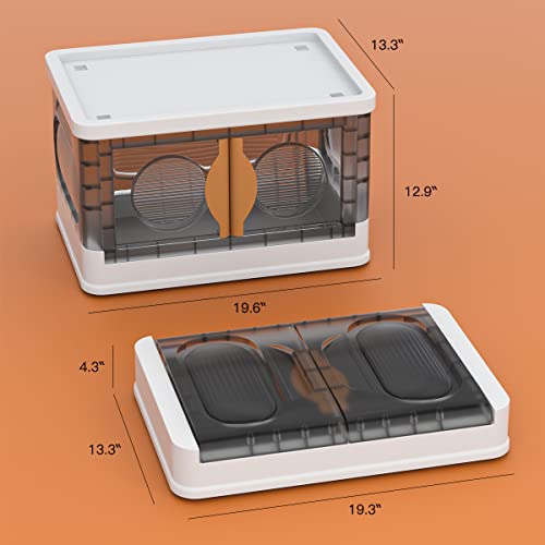 Storage Bins with Lids, 10.6 Gal Closet Organizers, Collapsible Storage Bins, Stackable Folding Storage Box, Dorm Storage Bins with Lids and Doors