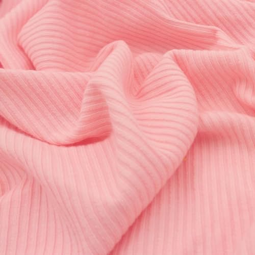 Texco Solid Color 4x2 Rib Knit Poly Rayon Spandex Fabric, Blush 2 Yards