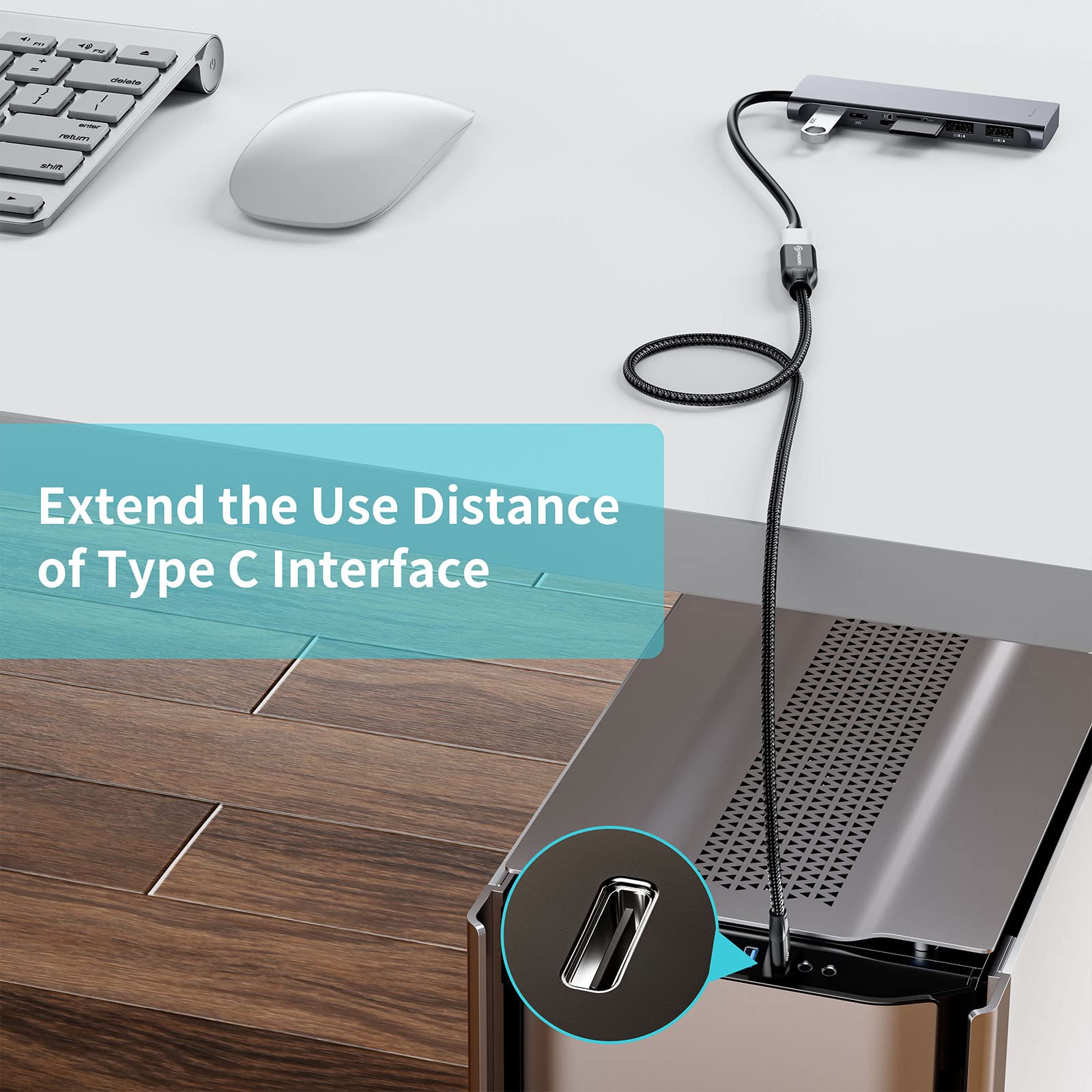PHIXERO Right Angle USB C Extension Cable 1.6ft(20Gbps, 100W), USB C 3.2 Gen 2x2 Male to Female Extender, Type C 4K@60Hz Video Cable, Compatible with USB C Hub/MacBook/iPad Pro/Magsafe Charger/Switch