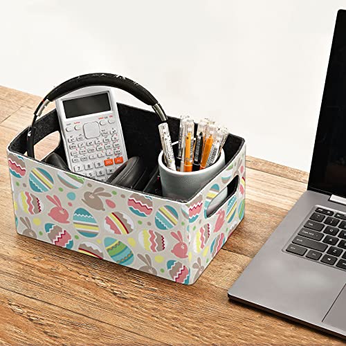 Spring Easter Eggs Rabbits Storage Basket Felt Storage Bin Collapsible Felt Storage Foldable Boxes Containers Organizer for Clothes Towels Magazine