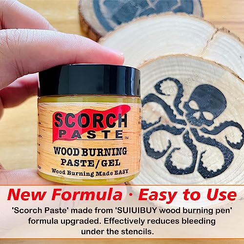 Scorch Paste - Wood Burning Paste, Wood Burning Gel Marker for Crafting & Stencil Wood Burning, Stable Heat Activated Paste, Accurately & Easily Burn Designs on Wood and Arts - 3 OZ