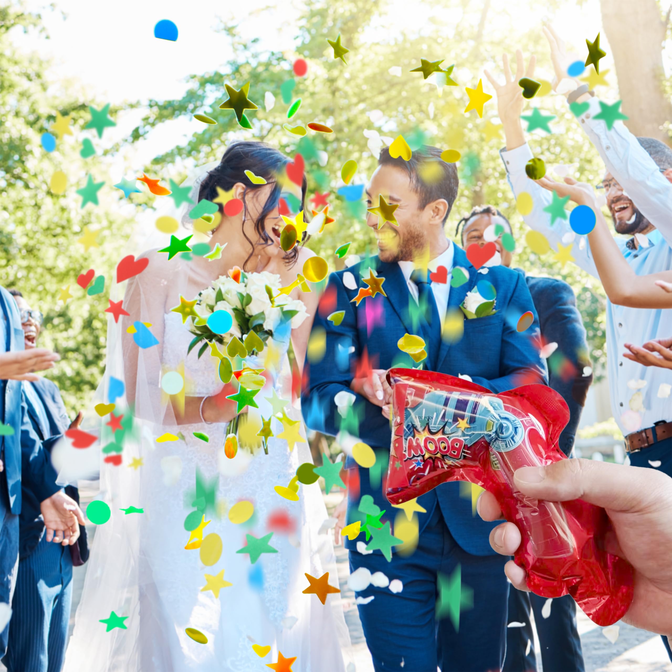 SEASHIMMER 16 Pcs Inflatable Confetti Gun Poppers, Fun Multicolor Party Toy for Graduation, Birthday, Wedding and More!