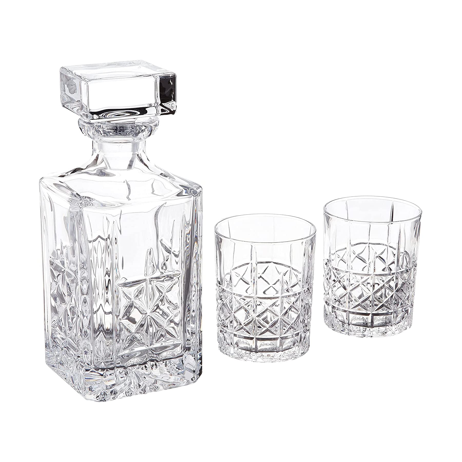 Marquis by Waterford Personalized 32oz Brady Whiskey Decanter Set with Glasses, Custom Engraved Crystal Decanter with Two DOF Whiskey Glasses for Bourbon, Scotch, Liquor, Home Bar Accessories