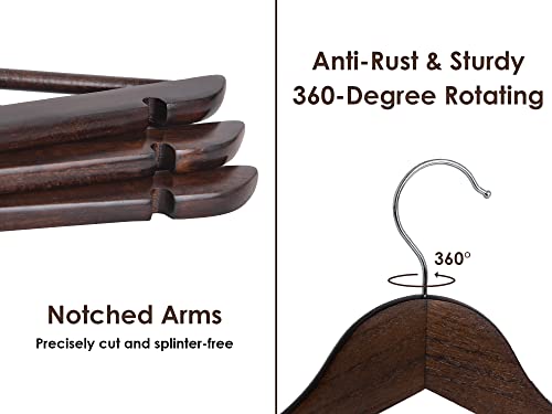 StorageWorks Wooden Coat Hanger, Wood Clothes Hangers 20 Pack, Walnut Color, Natural Wood Hangers for Coats, Shirts, Jackets, Pants, Suits