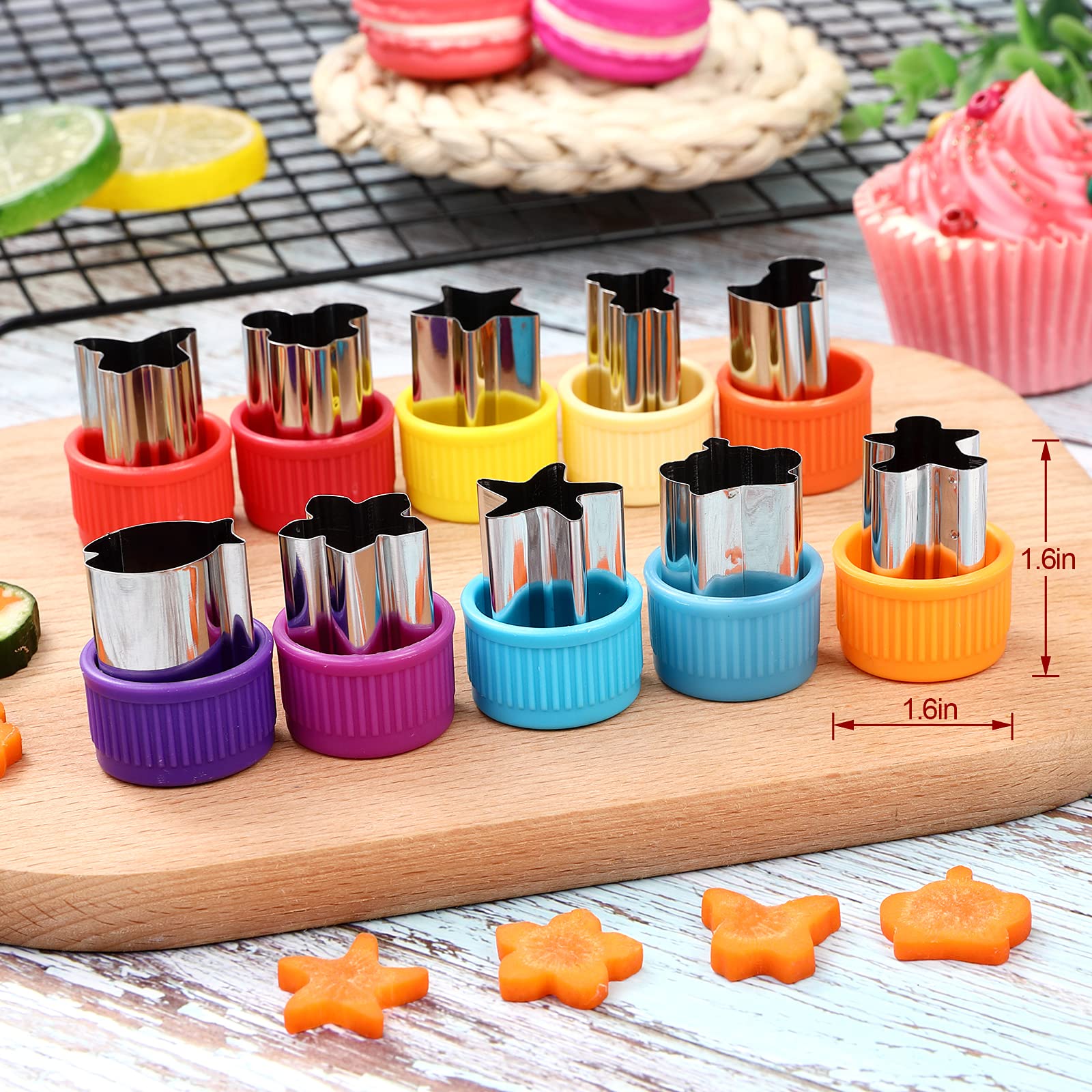 MUYIYAMEI Vegetable Cutter Shape Set, Mini Cookie Cutters,Biscuit Cutter to Decorate Food, Children's Baking and Food Supplement tool Accessories Kitchen Crafts, (20PCS+20Fork)