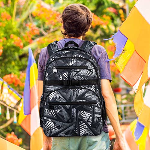 ZLYERT Laptop Backpack, 16 Inch School Bag College Bookbag, Anti Theft Daypack Bags and Lunch Bag Set, Water Resistant Backpacks for Teens Boys Men Students (Black