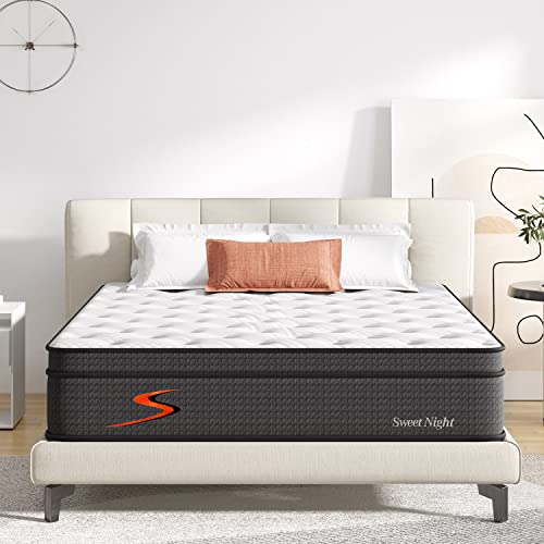 Sweetnight King Mattress, 10 Inch King Size Hybrid Mattress, Gel Bamboo Charcoal Mattress with Individually Wrapped Spring for Motion Isolation & Cool Sleep, Siesta