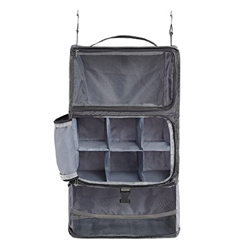 Surblue Hanging Shelves Travel Storage Bag Compression Packing Cube for Suitcase Collapsible with Extension Layer Large Capacity, Grey