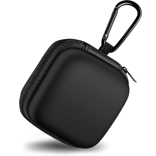Woyinger Square Earbud Case Portable EVA Carrying Case Storage Bag Cell Phone Accessories Organizer with Carabiner for Earphone, Earbud, Earpieces, SD Memory Card, Camera Chips,Black