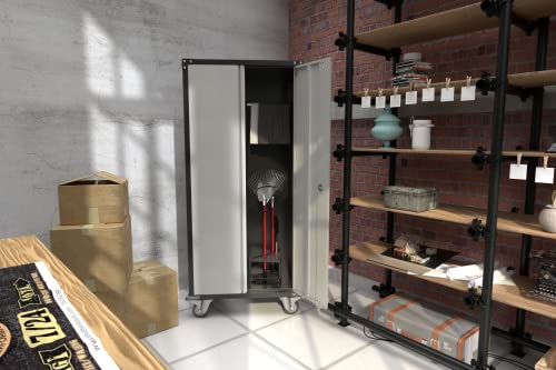 SUXXAN Garage Metal Storage Cabinet with Wheel for Home Garage/Adjustable Shelves, Lockable, Stiffener and Bumpers Design, Six Cabinets