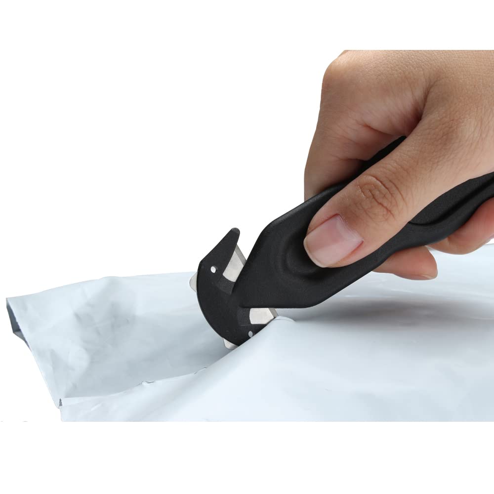 Nova Safety Cutter Tool, Ergonomic Film Cutting Blade, Box, strap, carton and package Opener (Black, 5 Pack)
