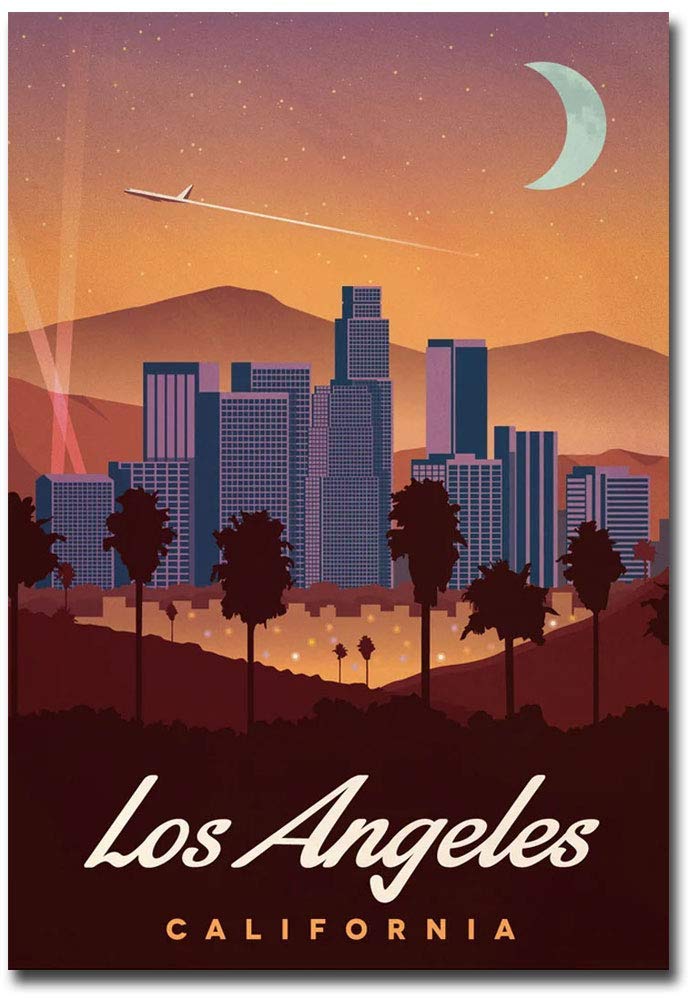 Los Angeles Vintage Travel Art Refrigerator Magnet Size 2.5" x 3.5"