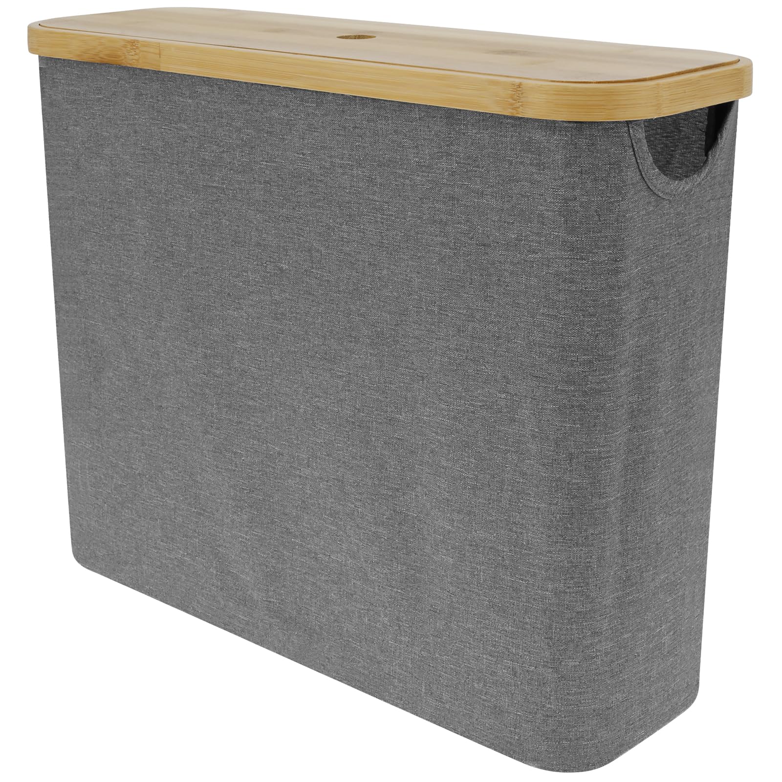 ZJRDYYK Toilet Paper Basket Storage, Toilet Paper Rolls Holder Basket with Bamboo Lid, Free Standing Toilet Paper Organizer for Bathroom (Gray)