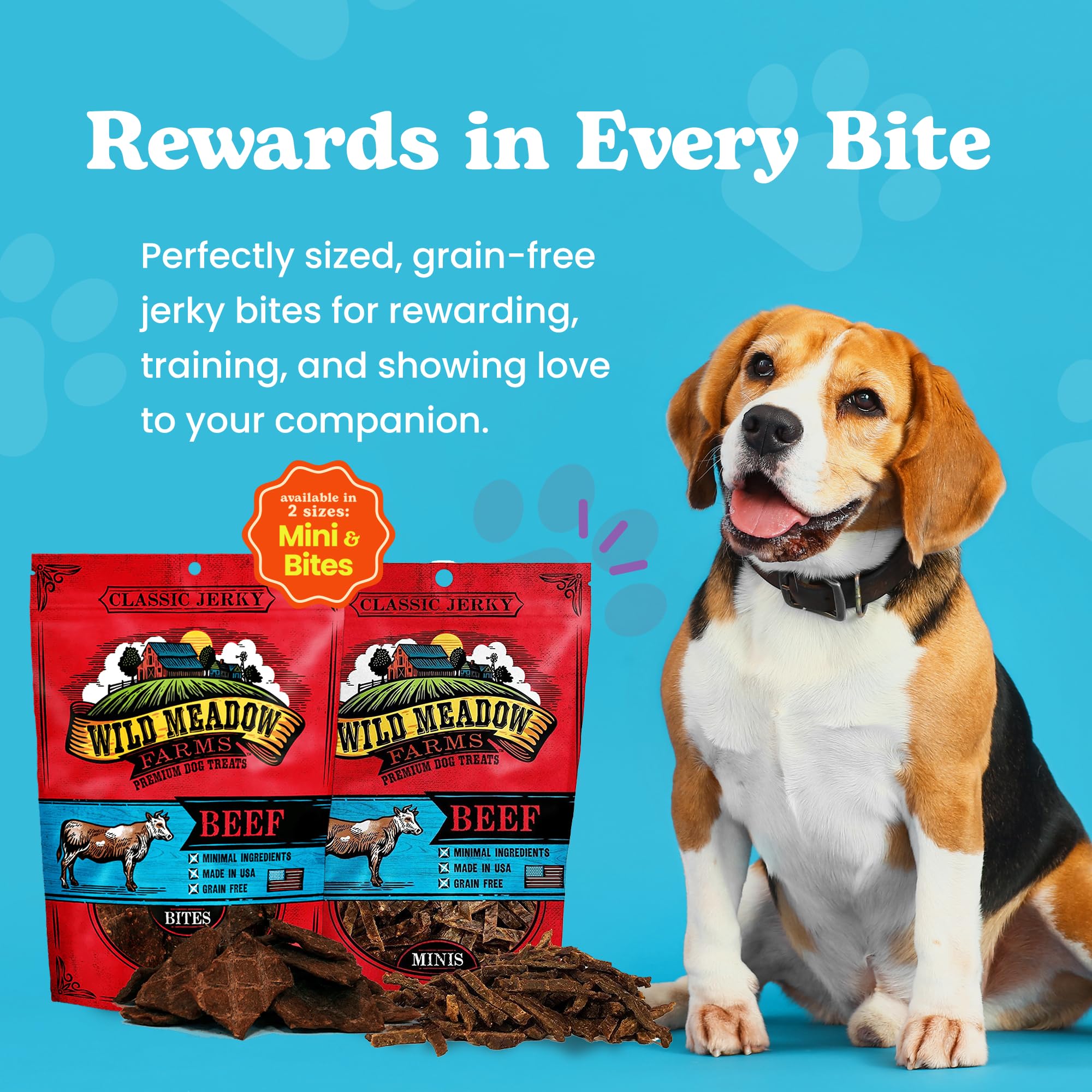 Wild Meadow Farms - Classic Beef Bites, Soft Jerky Treats for Dogs, Grain-Free & All-Natural, Ideal for Training, Portioning, and High-Value Rewards for All Breeds & Ages - 3.5 Ounce Pouch