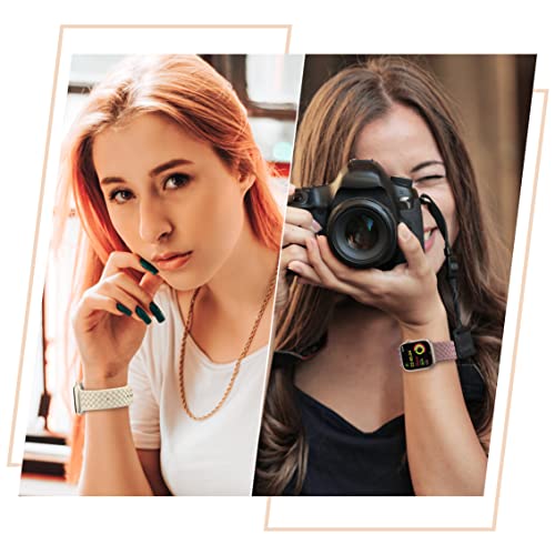 TransJoy 6 Pack Weave Silicone Band Compatible with Apple Watch Band 38mm 40mm 41mm 42mm 44mm 45mm 49mm Women Men, Soft Breathable Strap for iWatch Ultra Series 8/7/6/5/4/3/2/1/SE(38 Milk Tea)