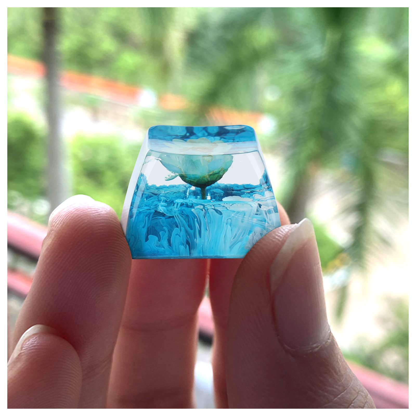 Pearlead Resin Backlit Keycap SA Profile Keycap R4 Keycap Esc Keycap Gaming Keyboard Keycap DIY Replacement Keycap for Mechanical Keyboard MX Switch Bluebell