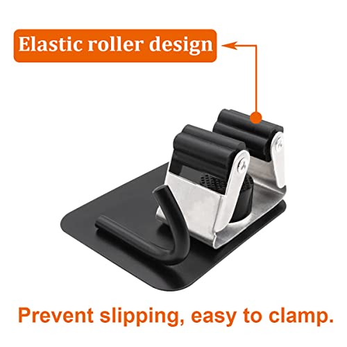 Seamaka 5PCS Broom Holder with Hangle Stainless Steel Wall Mount Mop Holder Self Adhesive Mop Grippers Heavy Duty Broom Hanger for Laundry Room Garden Tool Holder Bathroom Accessories Black O-009-BK