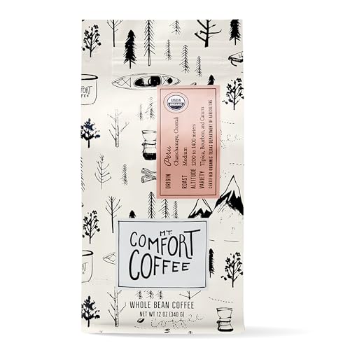 Mt. Comfort Coffee Organic Peru Medium Roast, 12 Ounce (Pack of 1) - Flavor Notes of Nutty, Chocolate, & Citrus - Sourced From Small, Peruvian Coffee Farms - Roasted Whole Beans