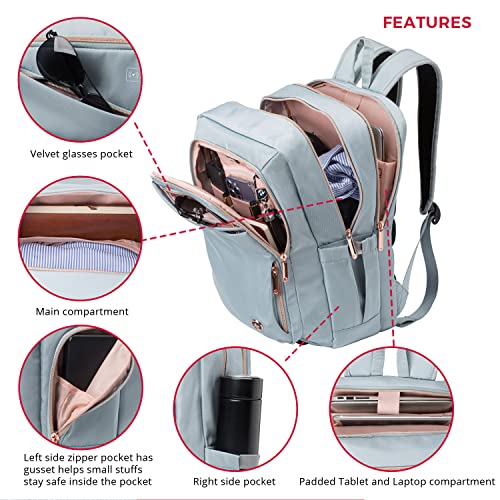 Swissdigital Design Women Laptop Backpack For Women With Apple Find My network,College Bookbags With USB Charging Port,Large Capacity Computer Backpacks For Work Business