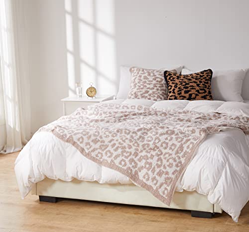 Zolqoqls Soft Fuzzy Fluffy Throw Blanket Flannel Fleeced Leopard Knit Blanket Cozy Comfy Plush Cheetah Blanket for Bed Sofa Couch Chair, 50x60 inch