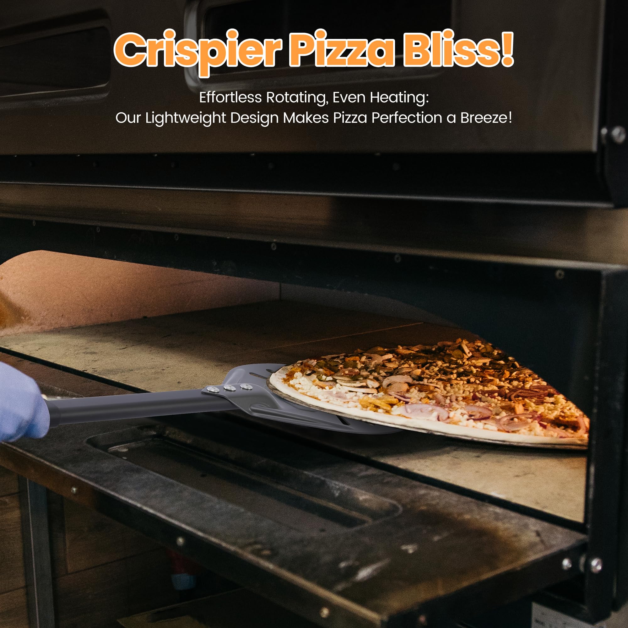 Pizza Turning Peel - Pizza Turner - Restaurant-Grade Aluminum Perforated Pizza Peel Lightweight Metal Outdoor Pizza Oven Accessories