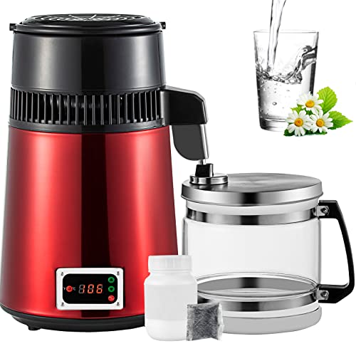 Mophorn Water Distiller, 4L/1.1 Gallon Pure Water Purifier Filter For Home Countertop, 750W Distilled Water Maker, Stainless Steel Interior Water Making Machine, BPA Free Container, Black