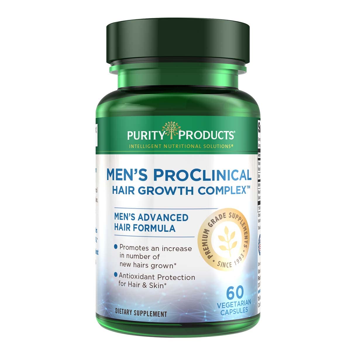 Purity Products Men's ProClinical Advanced Hair Therapy Men's Hair Growth Complex ft. Patented TocoGaia Vitamin E, Biotin + Key Co-Factors (Nettle Root Extract + Mixed Tocotrienols) - 60 Veg Caps