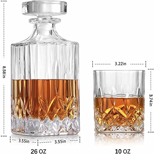 WODEXINGKO Whiskey Decanter Sets for Men, Classic Whiskey Decanter Set with Glasses, Liquor decanter for Bourbon, Scotch, Vodka - Whiskey gifts for men. Bourbon gifts for men. Transparent