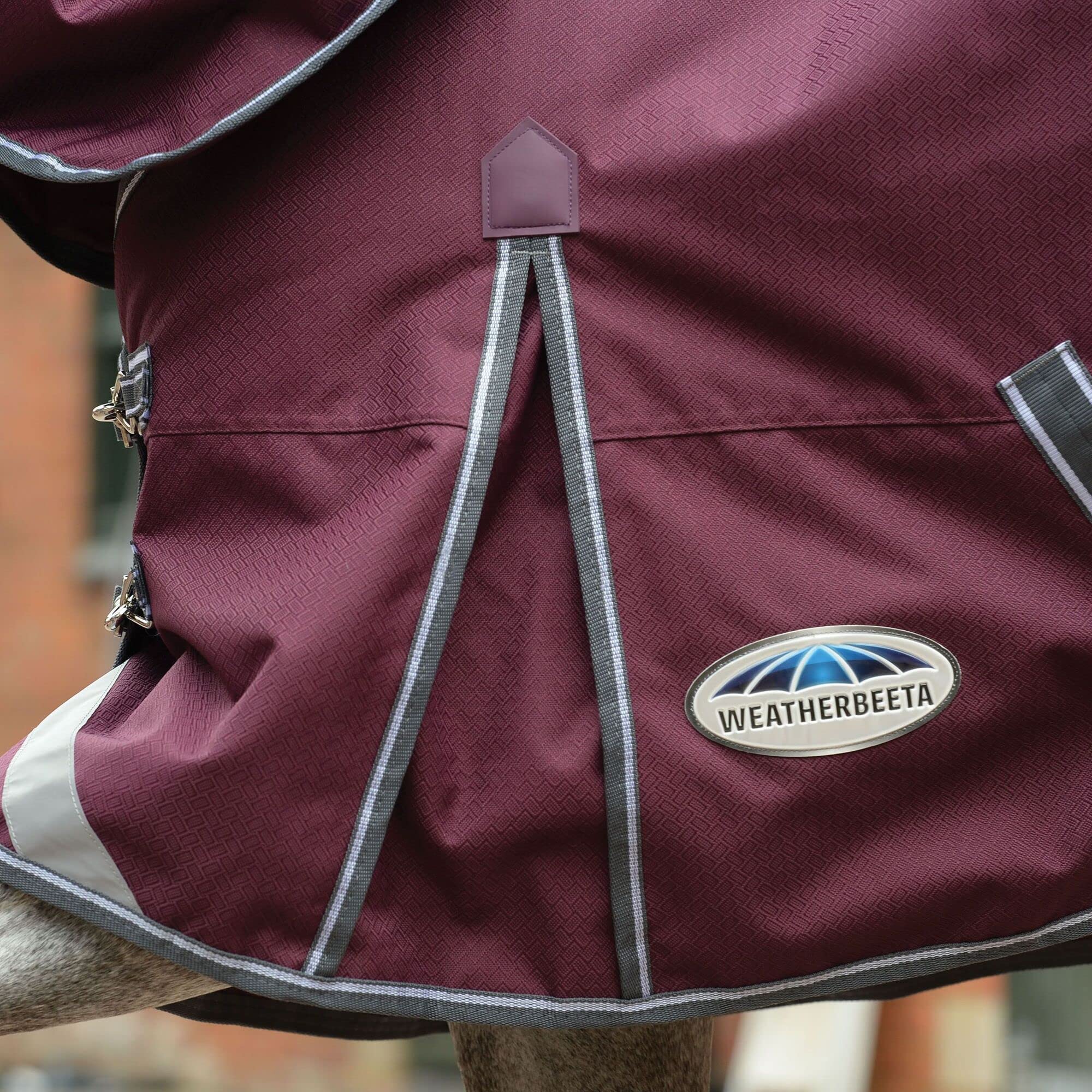 WeatherBeeta ComFiTec Plus Dynamic II Standard Neck Medium Horse Blanket, Maroon/Grey/White, 87"