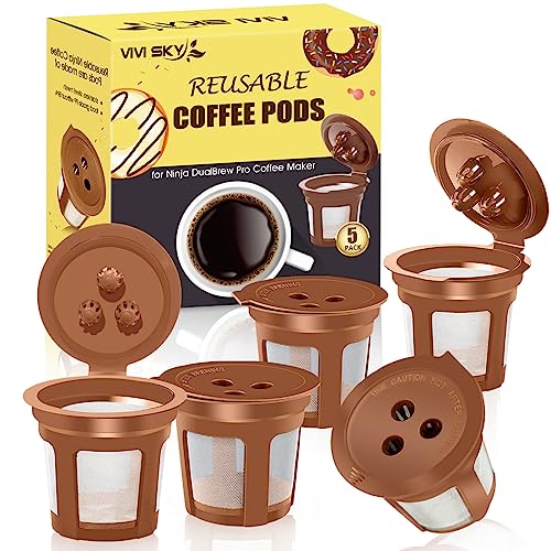 VIVI SKY Reusable Coffee Filter for Ninja Coffee Maker, 4 cone Coffee Maker Filter #4 for Ninja Dual Brew Coffee Maker Ninja Coffee Accessories (5* K Cups)