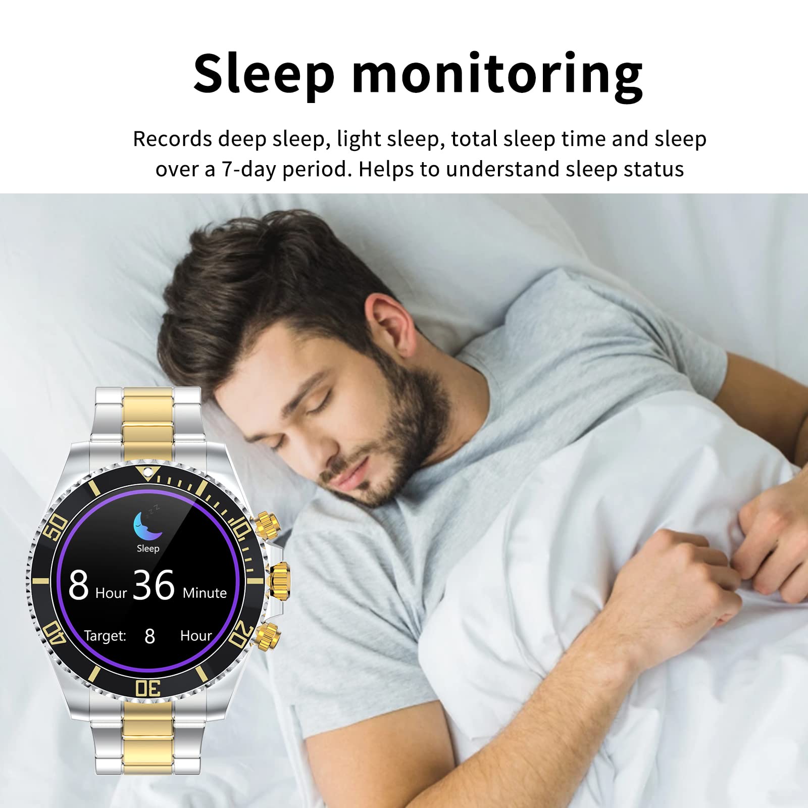 Smart Watch for Android Phones Answer Make Calls SMS Reminder Smartwatch Compatible iPhone Bluetooth Stainless Steel Fitness Watch Men Smart Watches for Men Reloj Inteligente