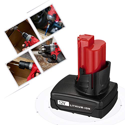 Powerextra M12 Battery 6.0Ah, Replacement Milwaukee m12 Battery, Compatible with Milwaukee M12 Tools 48-11-2410/48-11-2420/48-11-2411/48-11-2401/48-11-2402, Replace for Milwaukee 12v Battery (2 Pack)