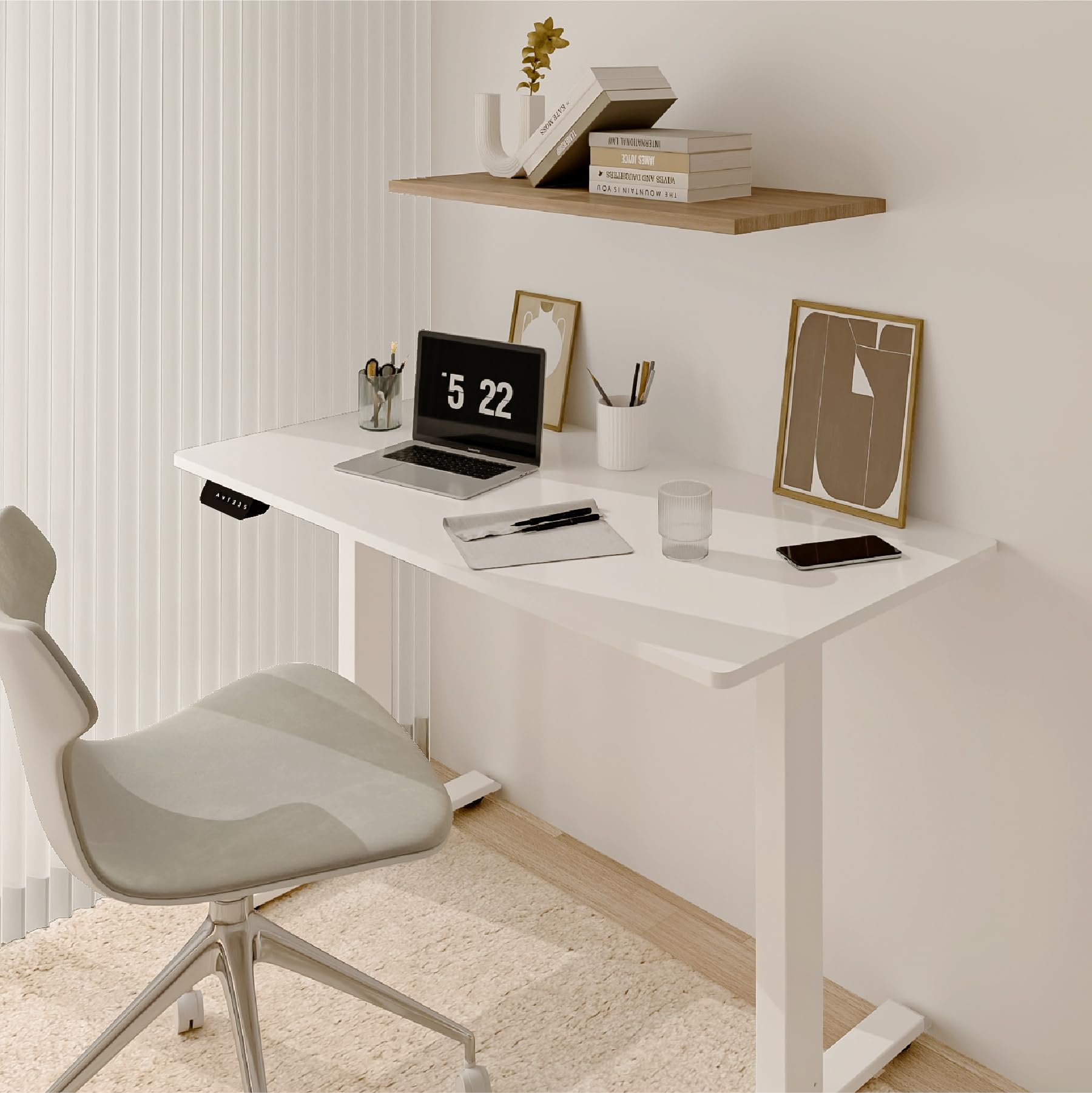 Win Up Time Whole Piece Electric Standing Desk- Height Adjustable Stand up Desk, Sit to Stand Desk with Wheels for Home Office & Computer Workstation
