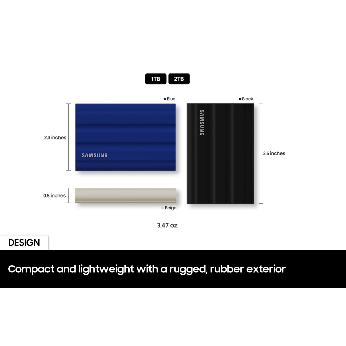 SAMSUNG MU-PE2T0S/AM T7 Shield Portable Solid State Drive 2TB 2022 Black - (2-Pack)