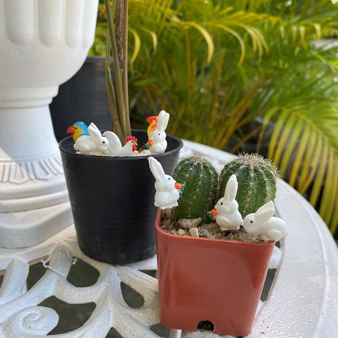 Ray 1979 Miniature Dollhouse Fairy Garden 0.5 inch Accessories 5 pcs Set for DIY Decorations, Mini Figurines for Mini Garden, Terrarium, Bonsai, Cactus, Moss Landscape (Rabbit -5Pcs)
