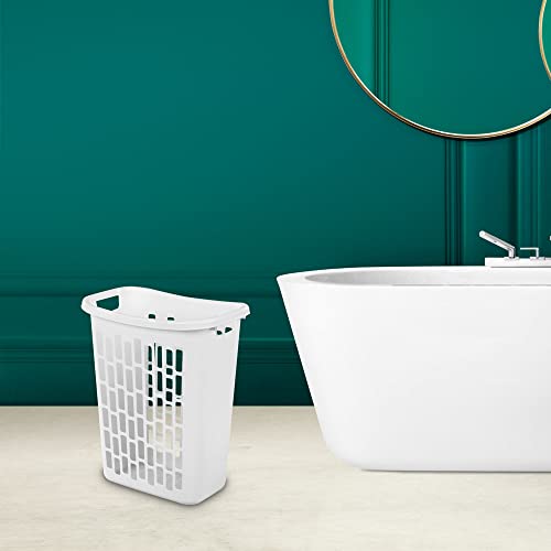 SEDLAV Laundry Hamper, 24”, Rectangular, Laundry Basket Plastic, White, Laundry Basket. Ideal For: Laundry Room Organization, Hampers For Laundry, Toy Bin, Clothes Hamper, Dirty Clothes Hamper