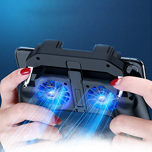 Shanrya Mobile Phone Gamepad, Comfortable Touch Dual Cooling Fans, Heat Dissipation for Smartphone Watching Film Playing Games(5000mah)