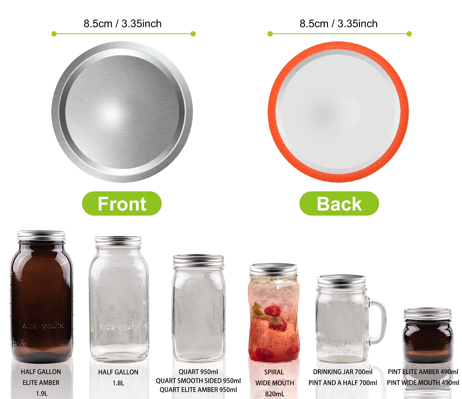 Wide Mouth Mason Jar Lids Canning Lids for Ball, Kerr Jars - 24-Count Split-Type with Leak proof & Airtight Seal Features, Metal Mason Jar Lids for Canning - Food Grade Material, Silver/86 MM