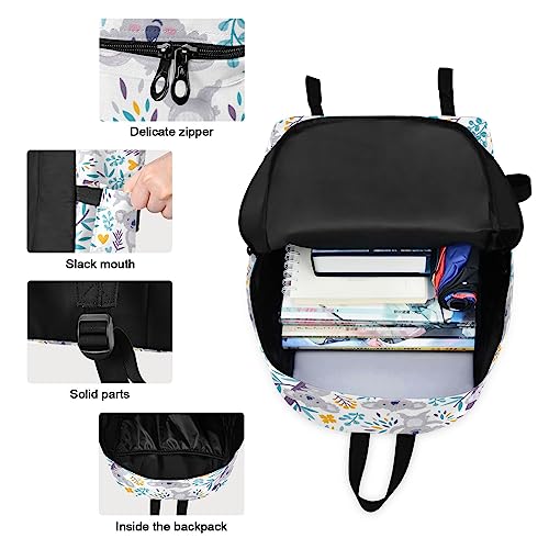 Vnurnrn Cute Koala Customize Kids Backpack Sets with Lunch Box Student School Bag Bookbag Set for Boys Girls Daypack for Camp Laptop