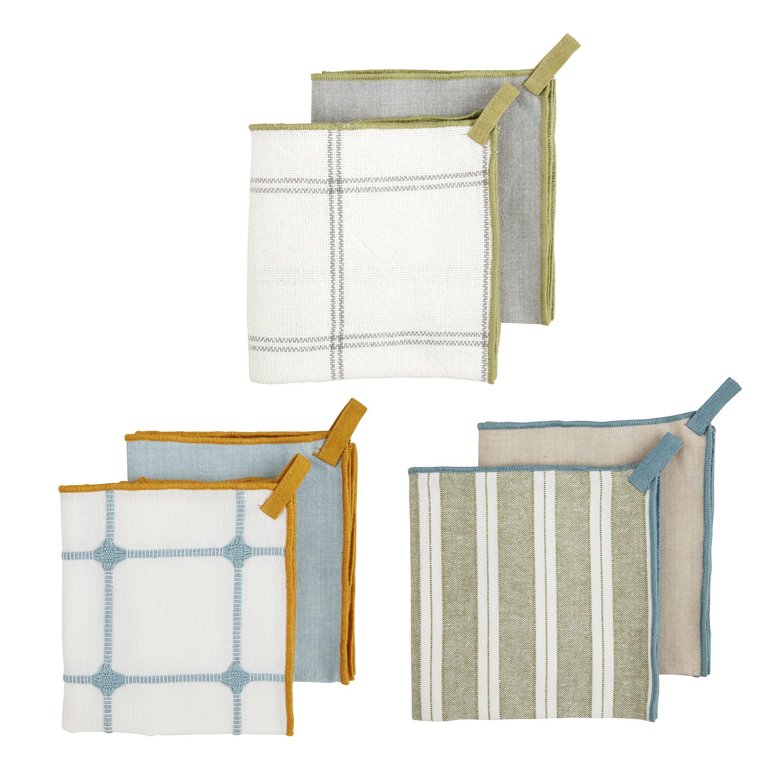 Mud Pie Gray Stitched Edge Towels, 26" x 16 1/2"