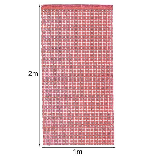 Tainrunse Sparkling Rectangle Backdrop Foil Fringe Curtain Shimmering Metallic for Durable Party Wall Decoration Reflective Pet Background with Self-Adhesive Rose Gold