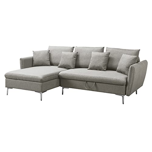 PEIHONGET Sleeper Sectional Sofa Couch, Modern L Shaped Sofa Bed with Pull-Out Sleeper Couches for Living Room Chasie Lounge Fabric Upholstered for Small Spaces, Apartment(Beige)
