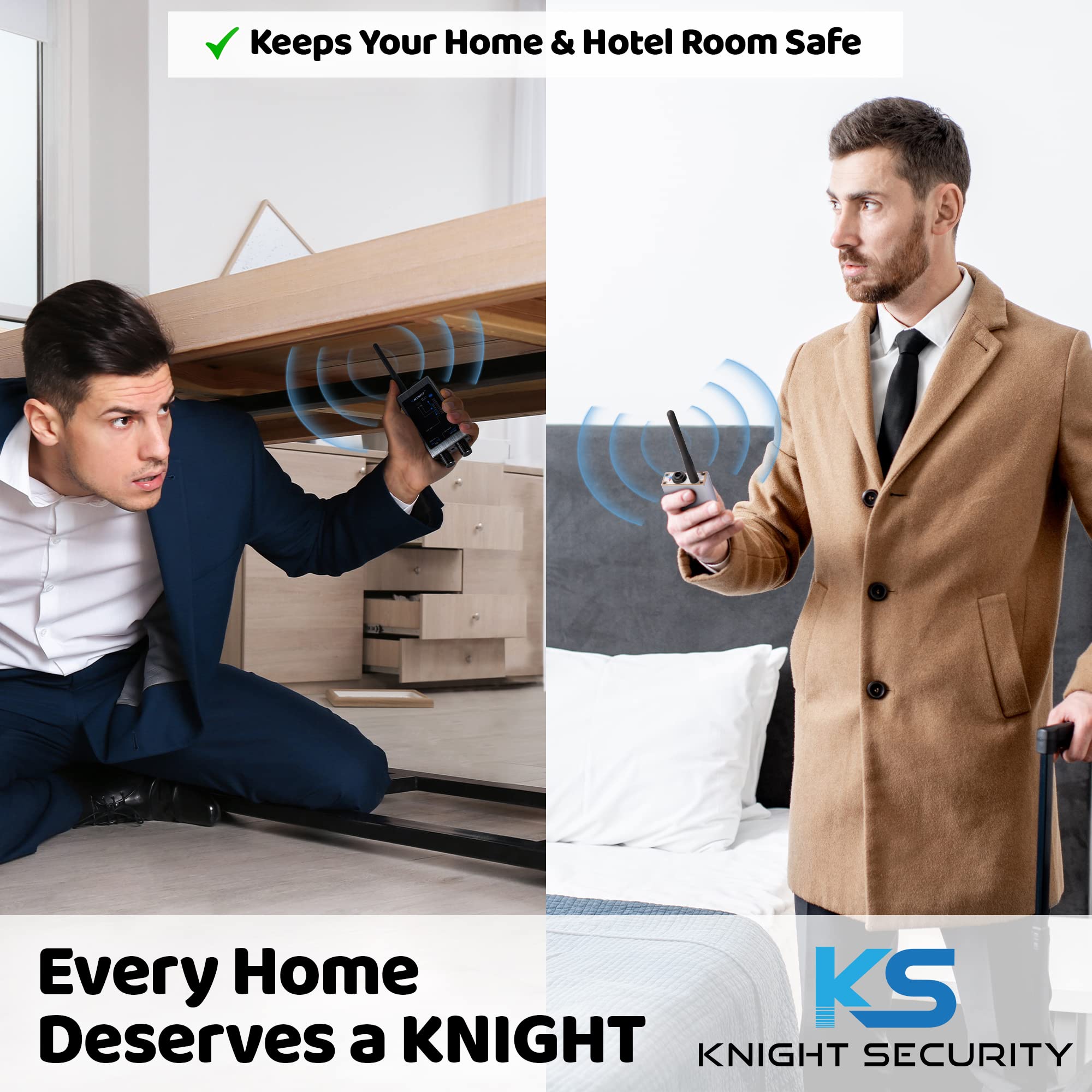 KNIGHT Premium Hidden Devices Detector - Hidden Camera Detectors RF Detector & Bug Detector | Hidden Camera Finder for GPS Tracking/Radio Frequency Signal Detection Anti Spy Detector Spy Bug Sweeper