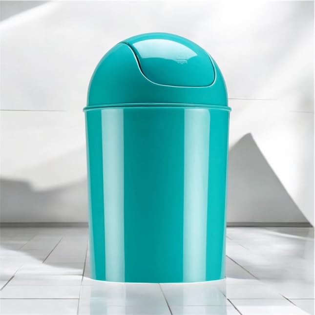 Turquoise Teal Mini Trash Garbage Waste Can with Swing lid