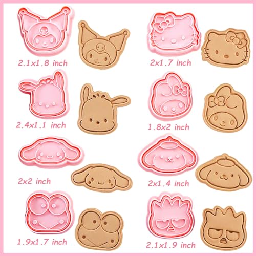 Mini Anime Cookie Cutter Set, 8 Piece Cartoon Stamped Embossed Molds for Baking Cupcake Pancake Apple Pie Pastry, Suitable for Gingerbread Frosting Decoration