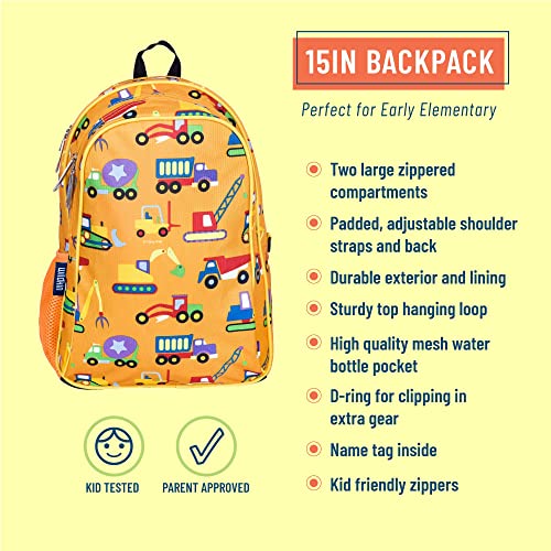 Wildkin 15-Inch Kids Backpack for Boys & Girls, Perfect for Early Elementary, Backpack for Kids Features Padded Back & Adjustable Strap, Ideal for School & Travel Backpacks (Under Construction)