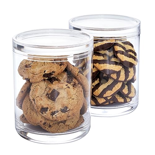 STORi Stackable Apothecary Jars (Set of 2) | 30-oz Organizer for Kitchen Counters and Pantry Shelves | 2 Pack Storage Container with Tray Lid